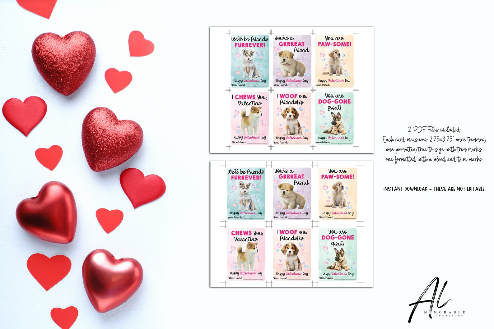 Dog Valentine Cards, Kids Valentine Cards, Printable Dog Valentines ...