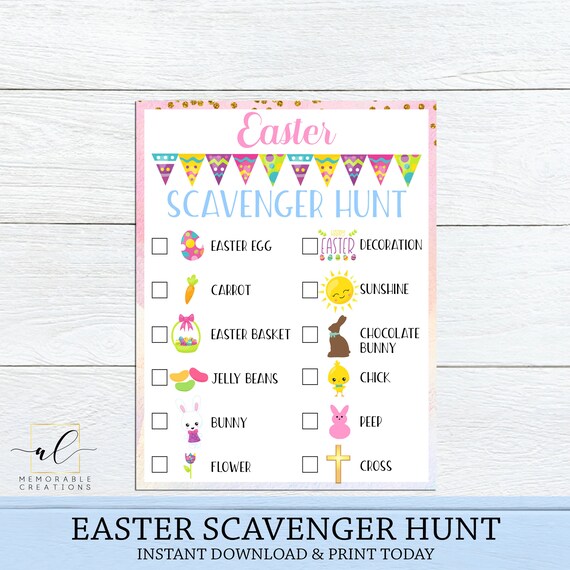 Easter Scavenger Hunt Printable Game Kids Easter Activity | Etsy