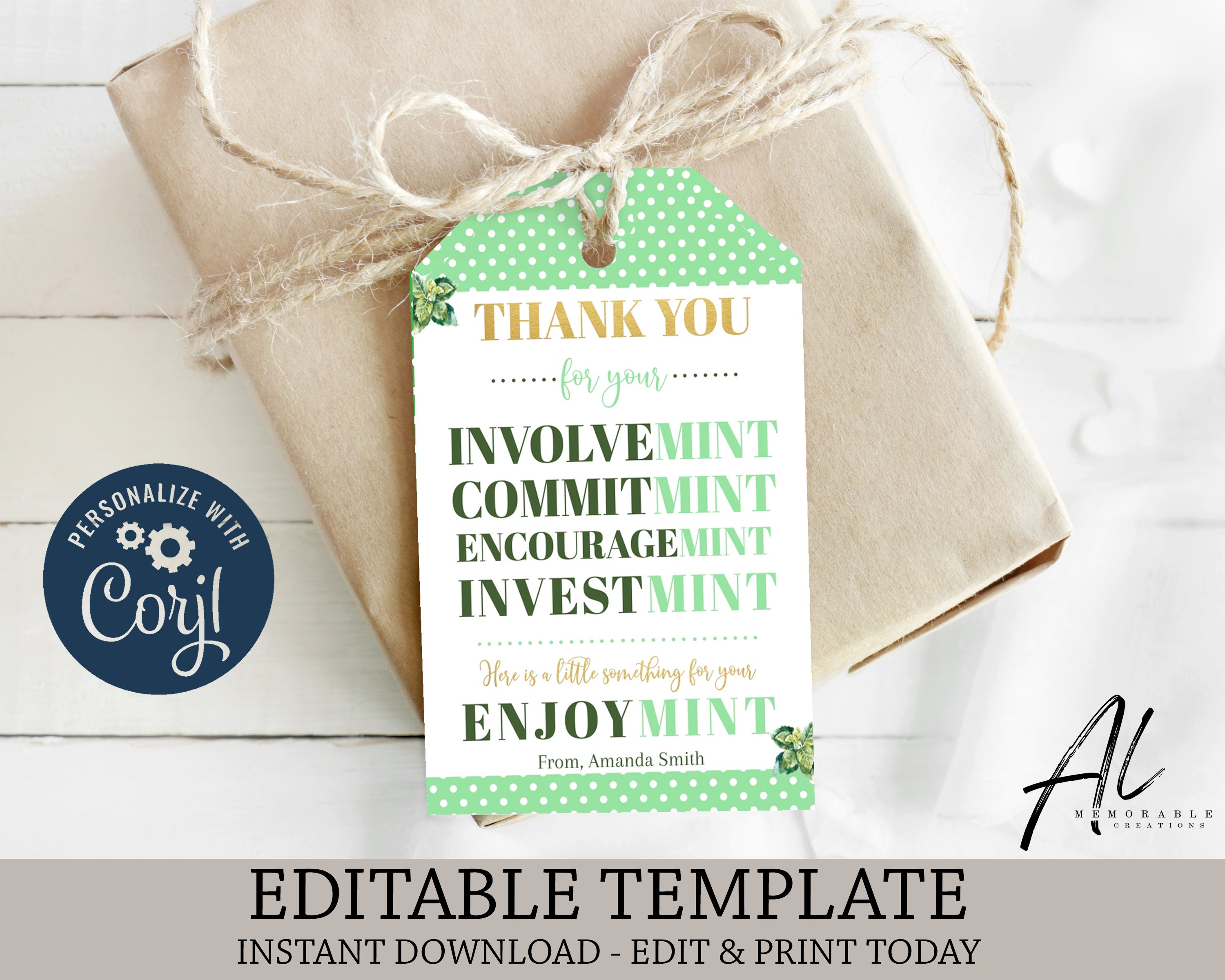 Mint Teacher Appreciation Printable Gift Tag Editable End of - Etsy