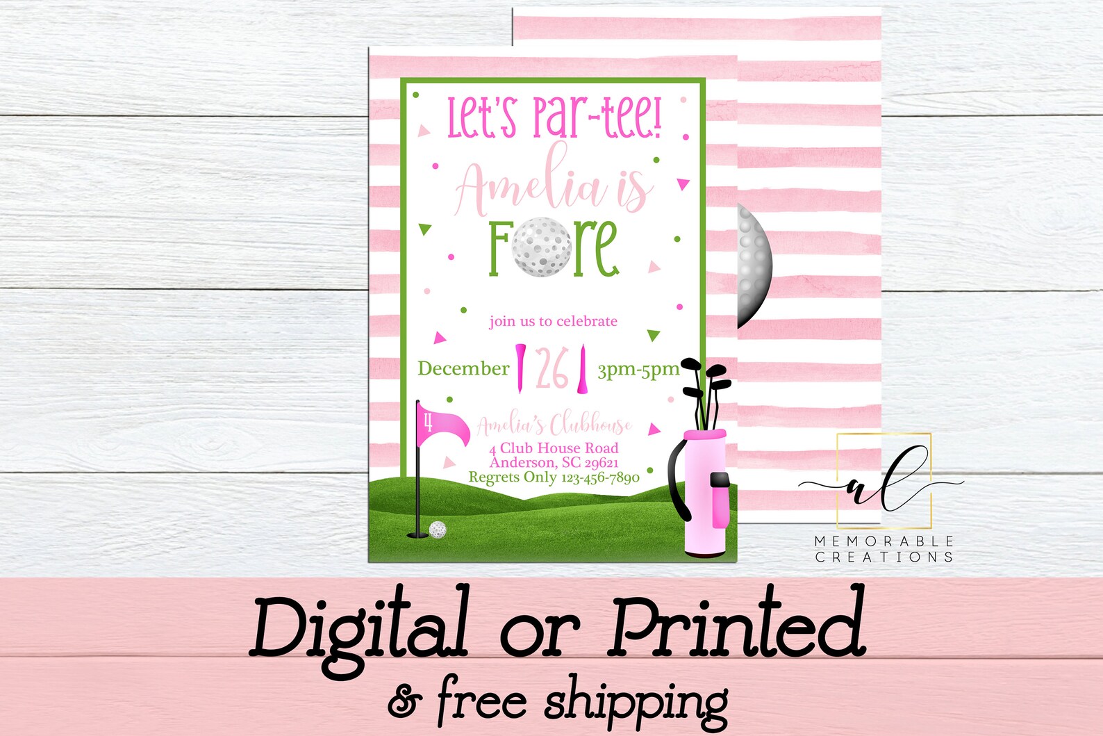 Girl Golf Birthday Invitation Let's Par-tee Birthday - Etsy