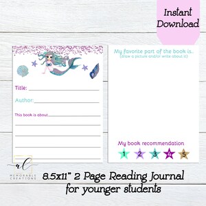 Mermaid Reading Log, Mermaid Reading Journal Bundle, Reading Tracker ...