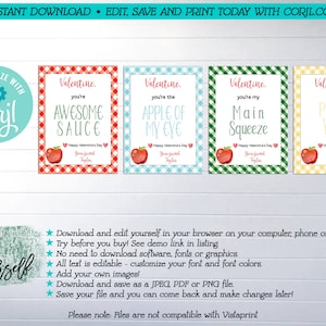 Applesauce Valentine Printable Cards, Editable Applesauce Valentine ...