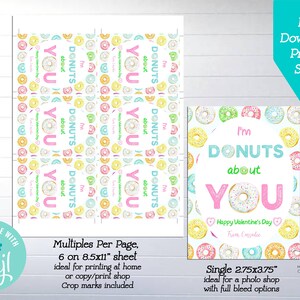 Donut Valentine Printable Cards, Editable Donut Valentines, Instant ...