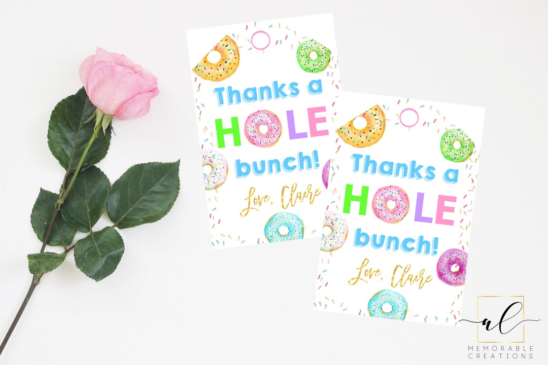 Donut Favor Tags, Thanks a Hole Bunch Tags, Donut Birthday Tags, Donut ...