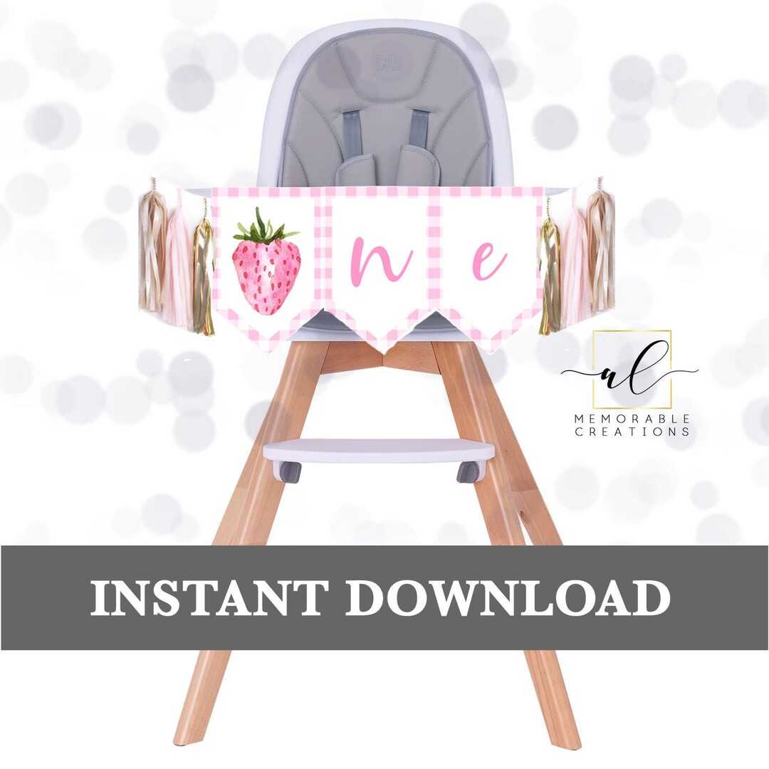 Strawberry High Chair Banner, Strawberry One High Chair Banner, Berry ...