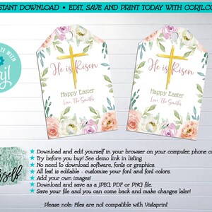 Religious Easter Printable Tags, Edit Yourself Cross Easter Tags ...