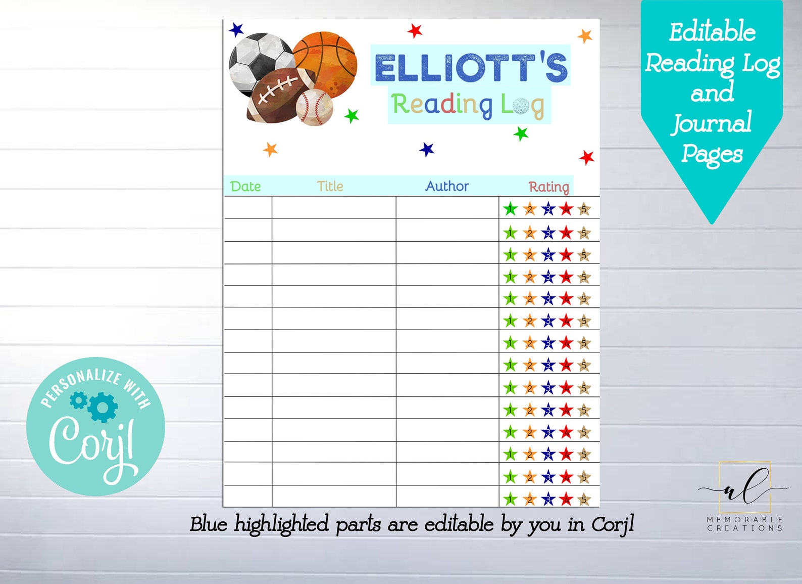 Editable Sports Reading Log Edit Yourself Sports Reading - Etsy