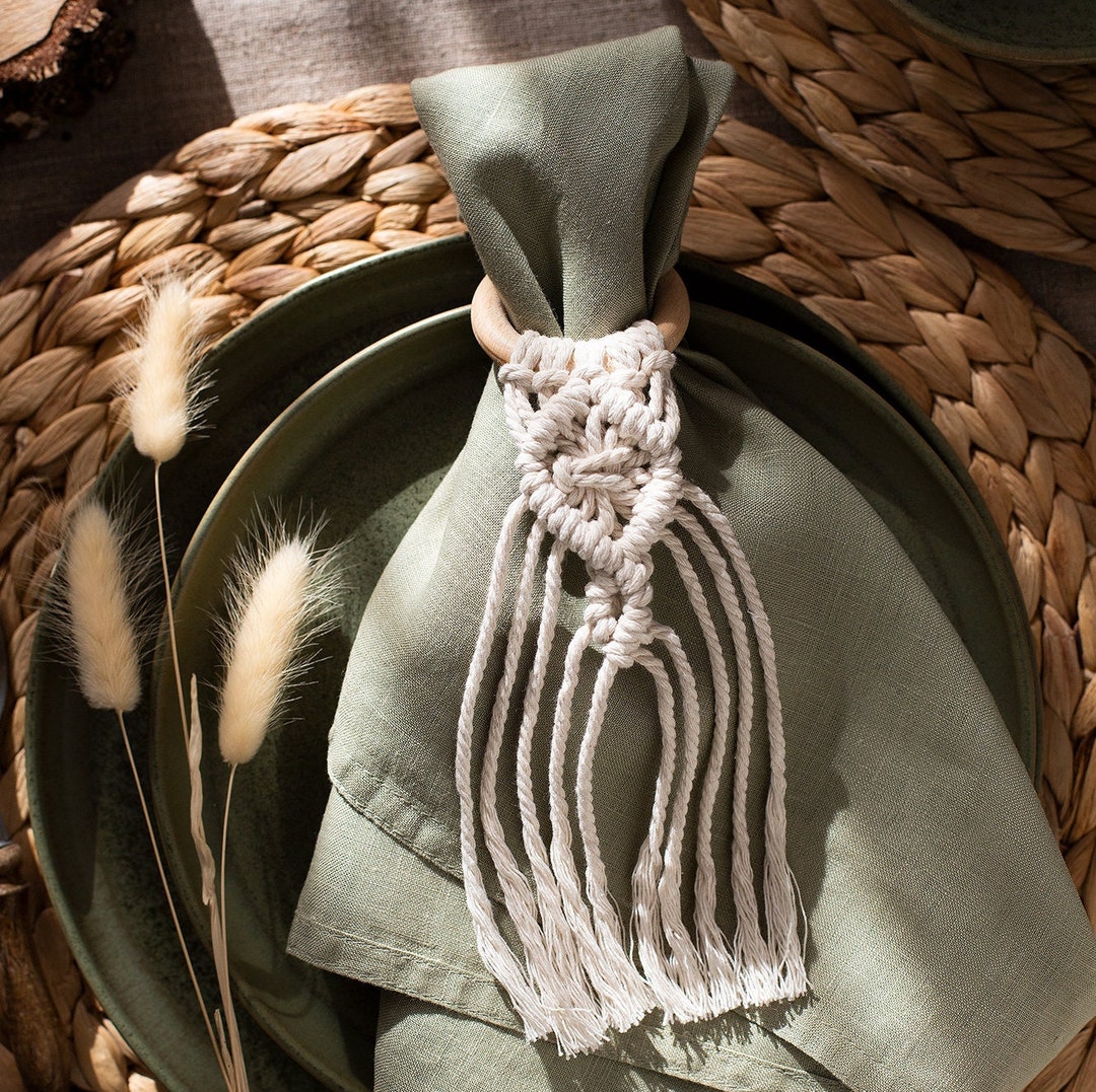 Boho Style Napkin Rings Set, Macrame Napkin Holders, Bohemian Style ...