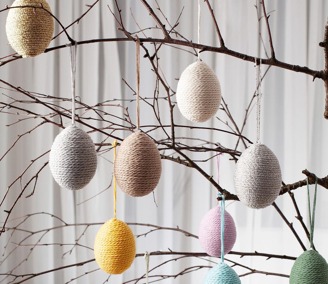 Cord Wrapped Easter Egg Ornaments – Small Spring Table or Tree ...