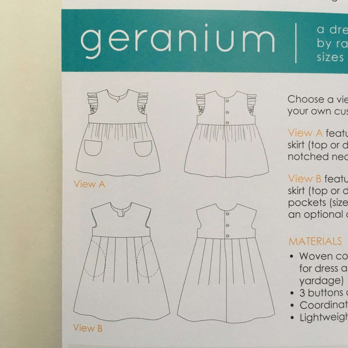 Geranium Dress Pattern Geranium Pattern Children's | Etsy