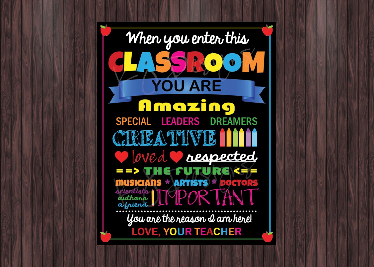 In This Class Poster Colorful Black Rainbow Teacher Gift | Etsy