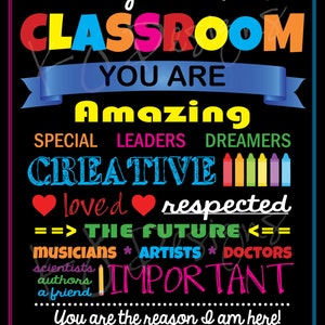 In This Class Poster Colorful Black Rainbow Teacher Gift | Etsy