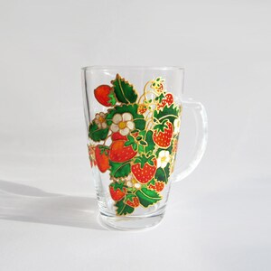 Strawberry Mug Strawberry Design Flower Mug Glass Tea Mug | Etsy