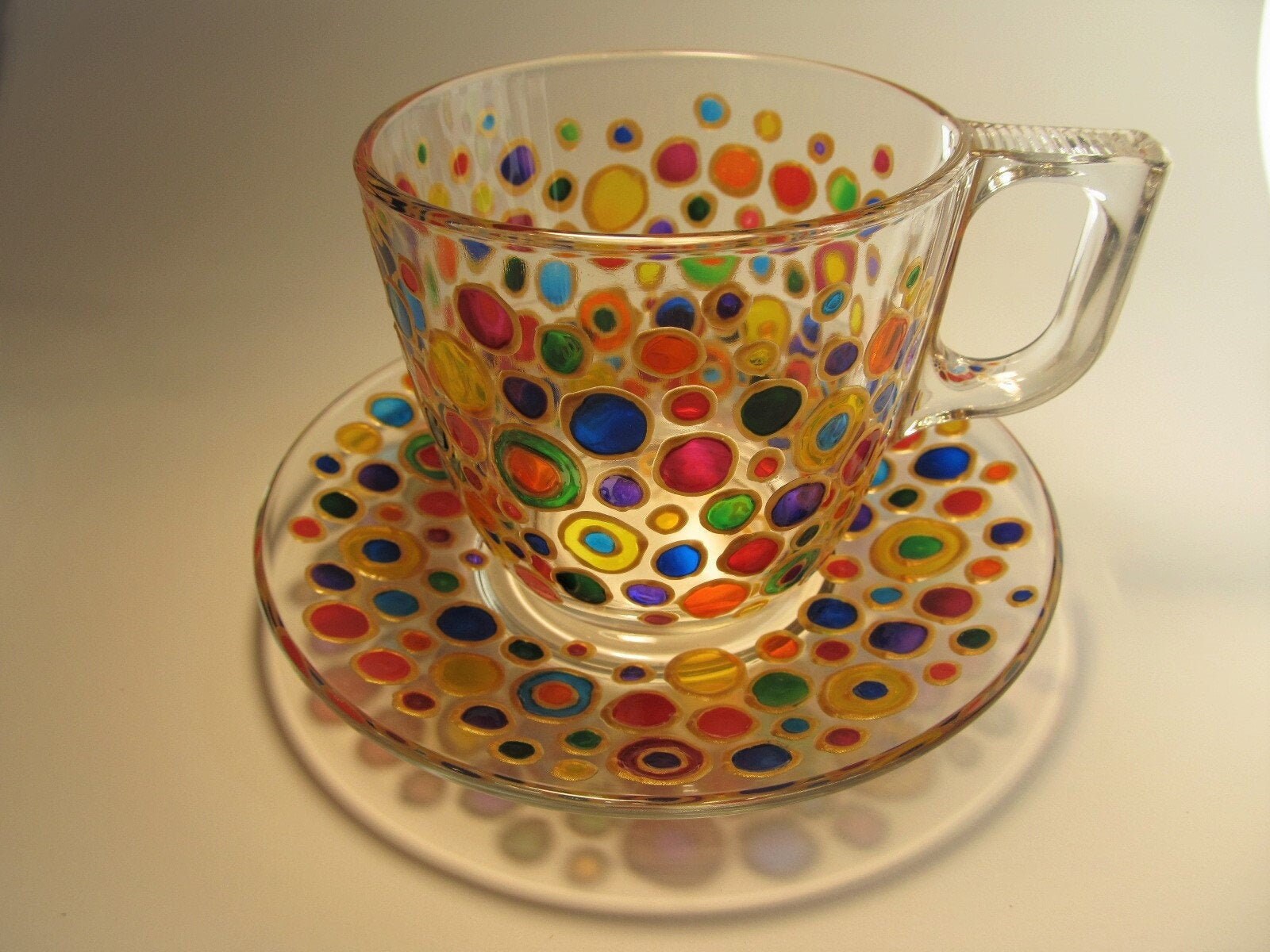 Rainbow bubbles tea cup set Tea Set Colorful Rainbow Glass Tea | Etsy