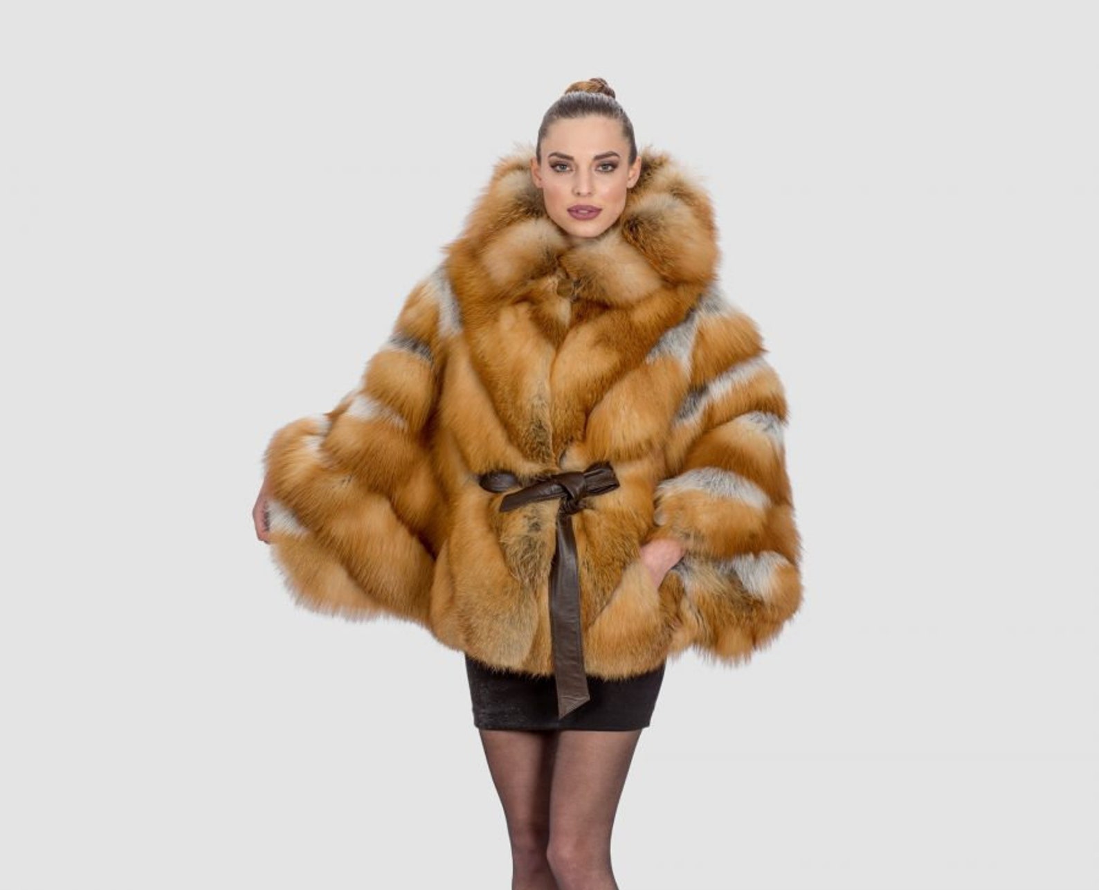 Hooded Fox Fur Jacket Real Fur Red Fox Jacket Fur Coat Fox - Etsy