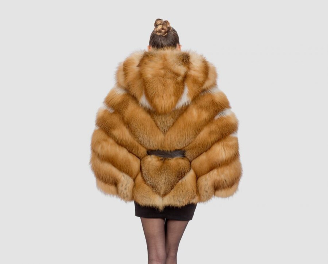 Hooded Fox Fur Jacket Real Fur Red Fox Jacket Fur Coat Fox - Etsy