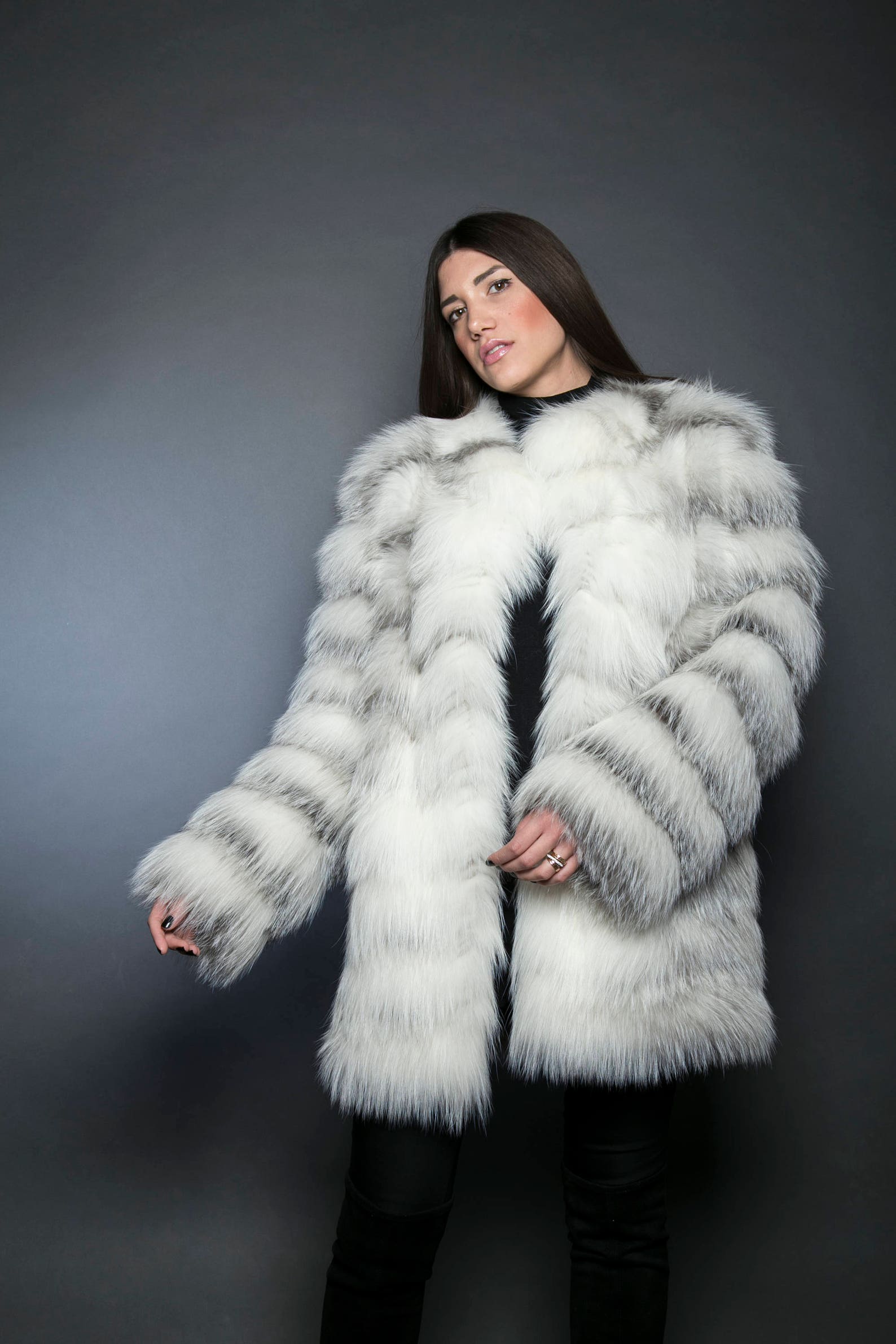 Veste En Fourrure Marble Fox Vraie Fourrure Veste Fox Veste Etsy France