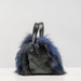 Blue and Black Fox Fur Bag, Real Fox Fur Handbag, Shoulder Bag,clutch ...