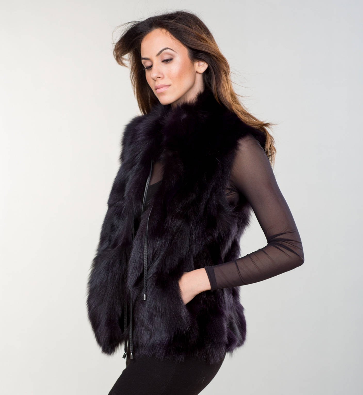 Black Fox Fur Vest Short Style Fox Cropped Pelts With - Etsy