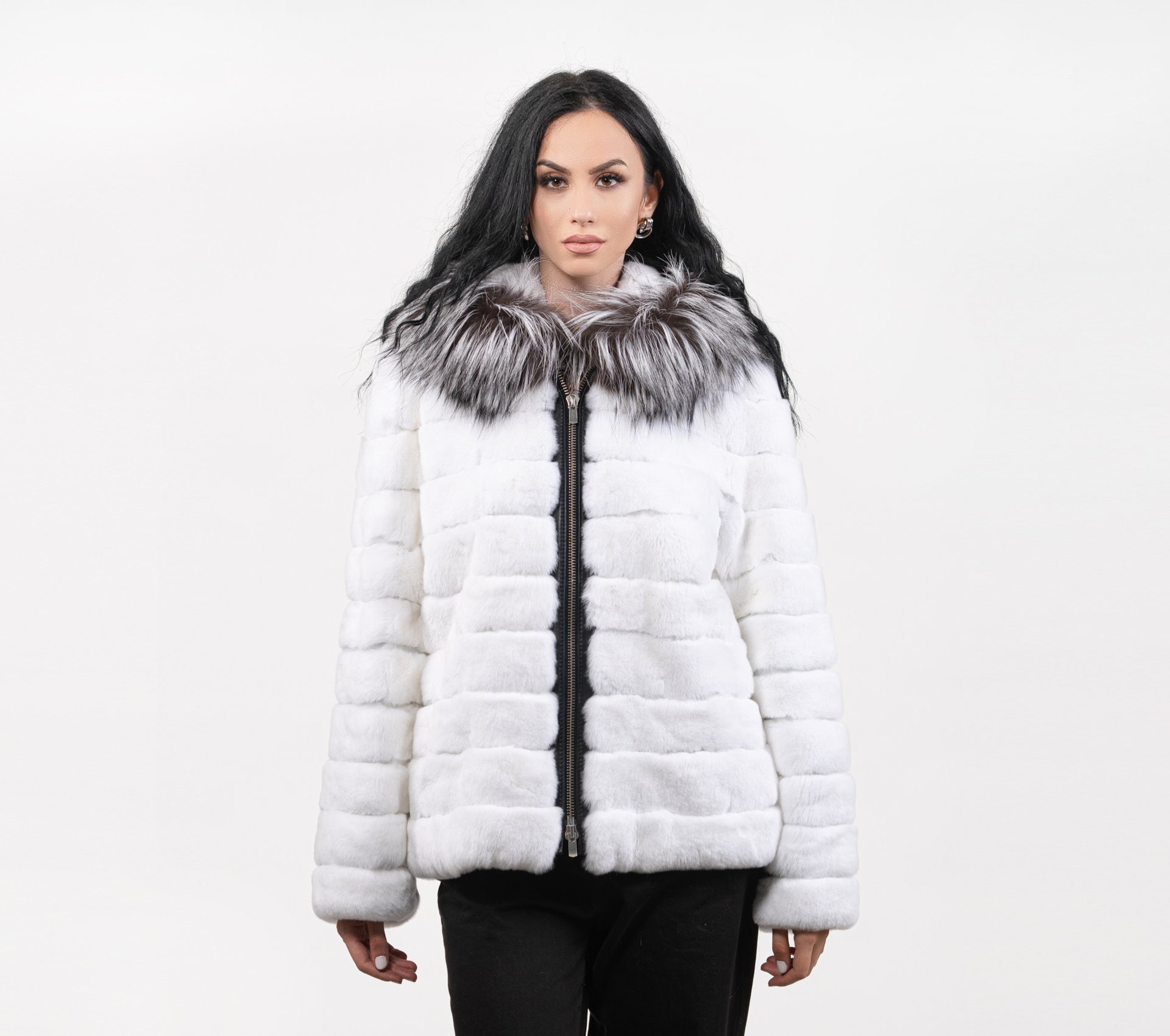 Hooded White Rabbit Fur Jacket Rabbit Jacket Rabbit Fur - Etsy