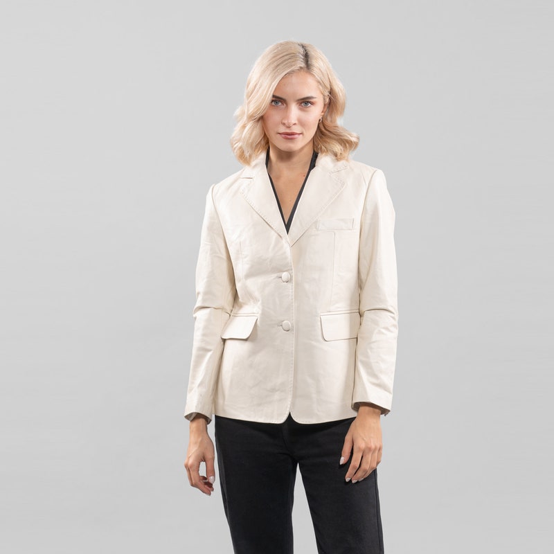 Cream Leather Jacket - Etsy