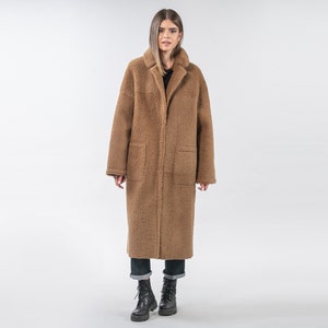 Reversible Sepia Shearling Coat With Pockets Jacket - Etsy