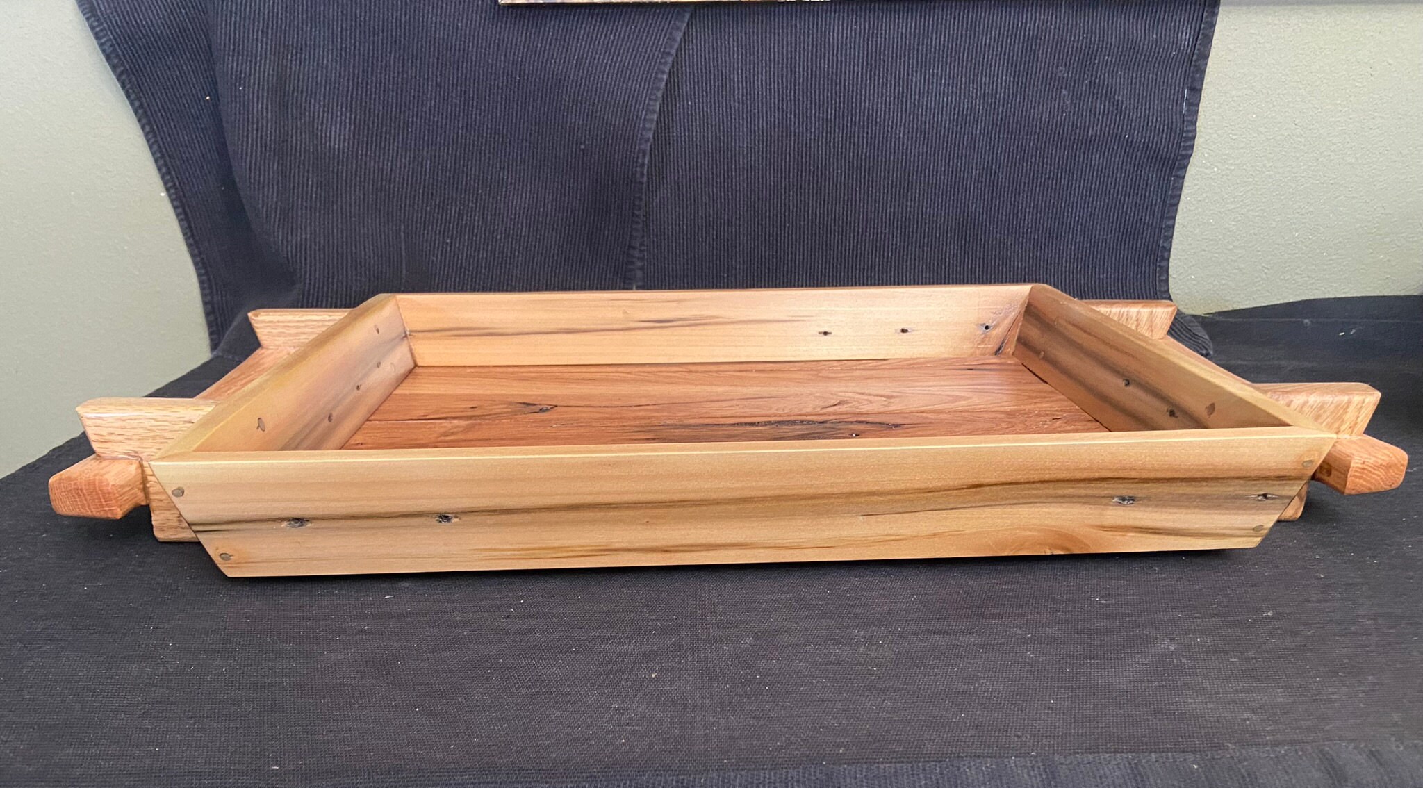 Large Poplar and Oak Serving Tray With Handles. Perfect for Gifts ...