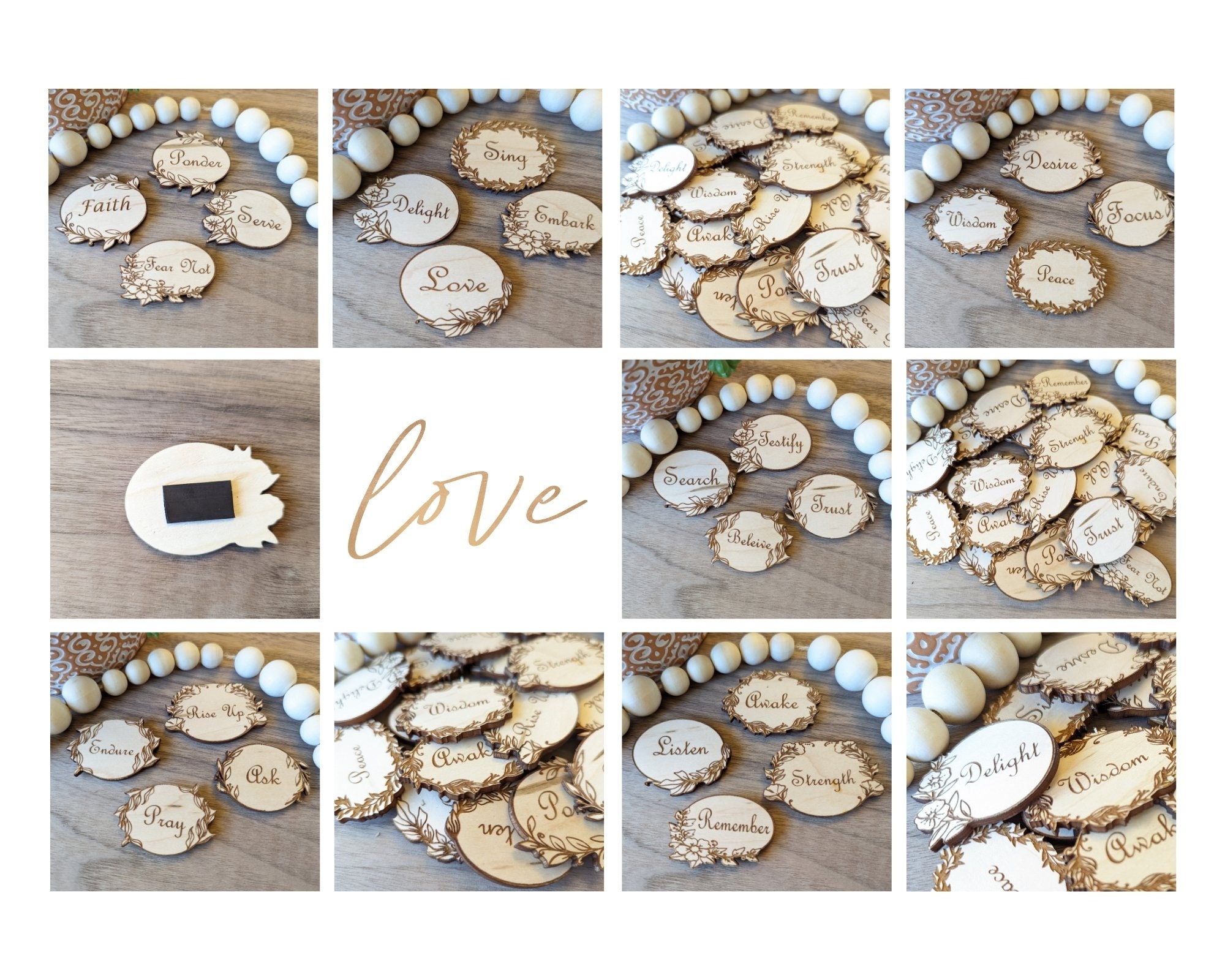 Word Scripture Magnets, Inspirational Words, Magnets, Wood Engraved ...