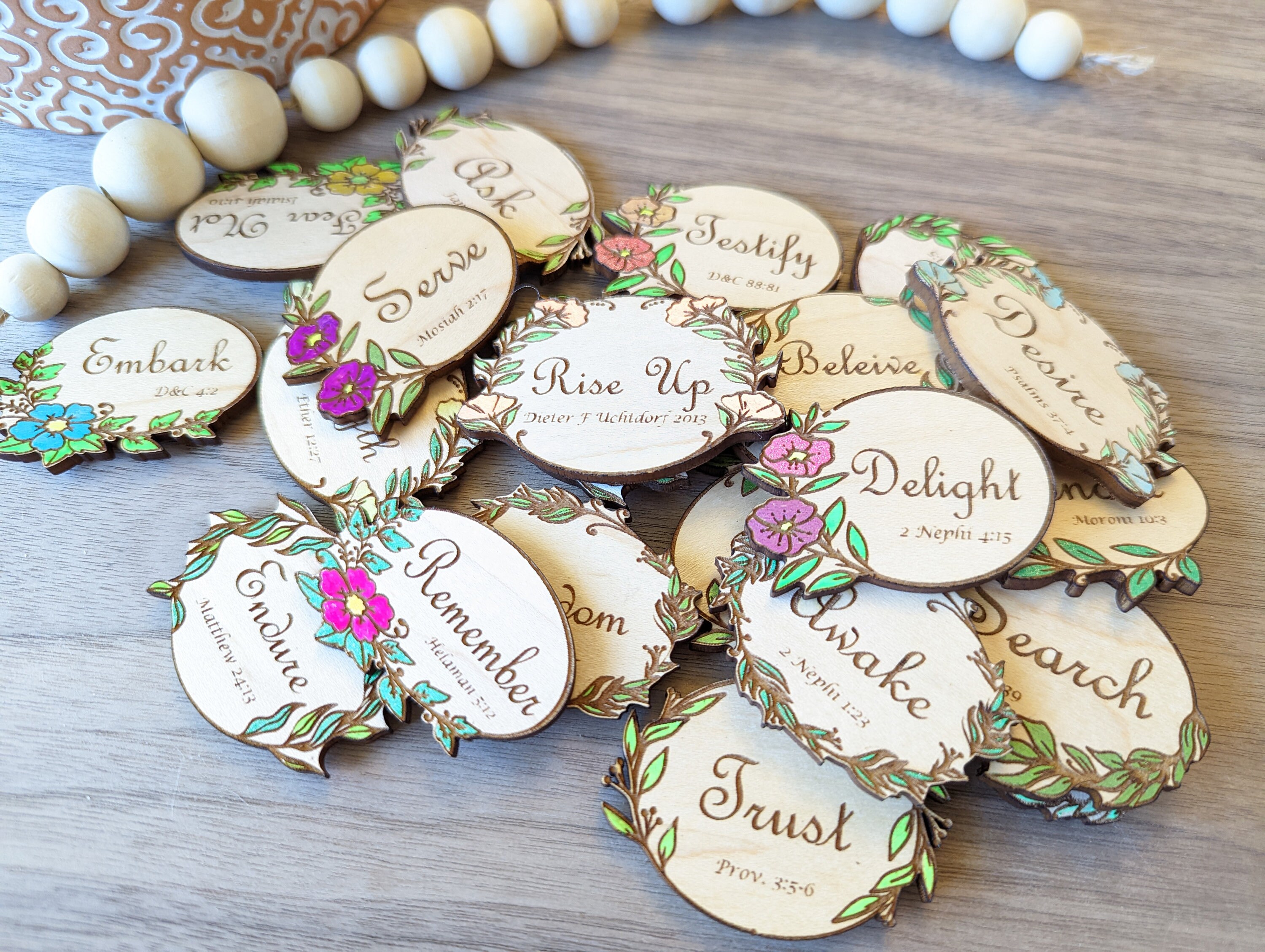 Word Scripture Magnets, Inspirational Words, Magnets, Wood Engraved ...