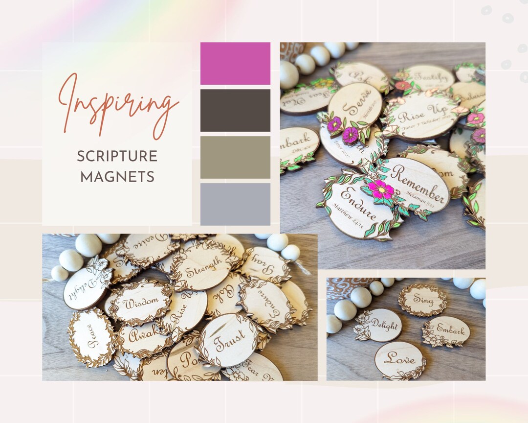 Word Scripture Magnets, Inspirational Words, Magnets, Wood Engraved ...