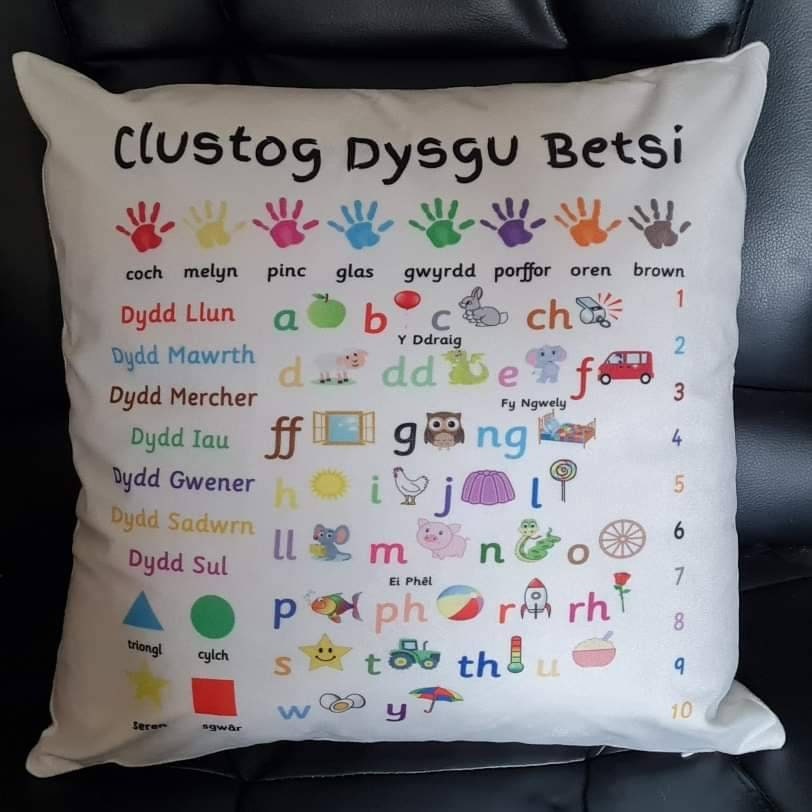 Welsh Children's Learning Cushion, Personalised Nursery Decor, Clustog ...