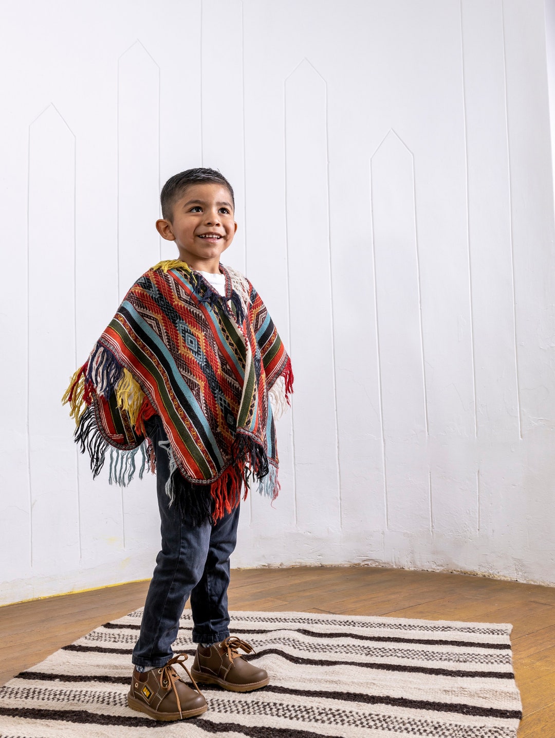 PUNCHU Wawa,handmade Alpaca Kids Poncho: Peruvian Boho Fringe Poncho - Etsy