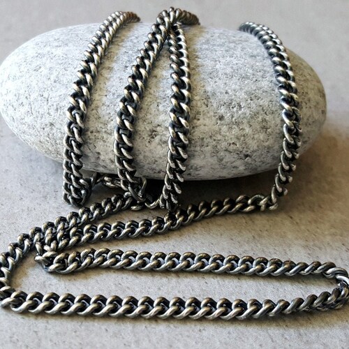 Dark Oxidized Sterling Silver Curb Chain 2.3mm 925 Necklace - Etsy
