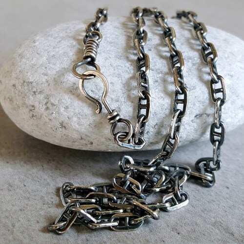 Oxidized Silver Chain Finished Sterling Silver Necklace - Etsy
