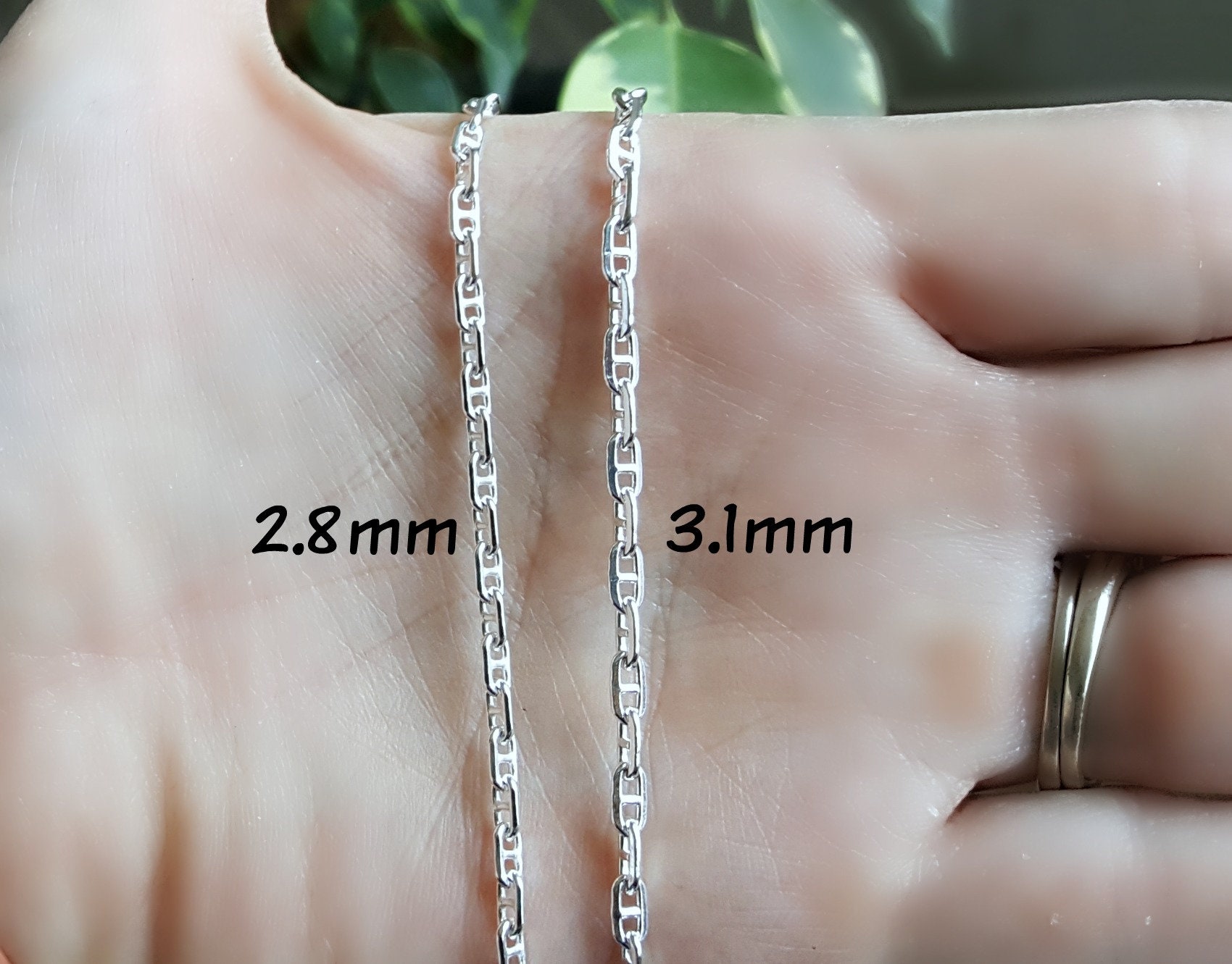Oxidized Silver Chain, Finished Sterling Silver Necklace, 2.8mm Anchor ...