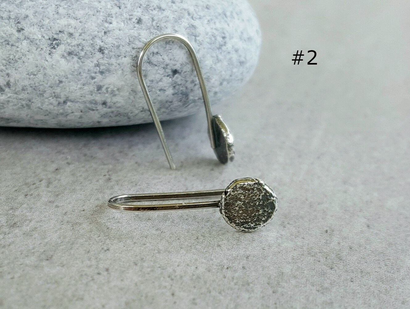 Raw Silver Earrings Hand Forged and Minimal Round With Unique | Etsy