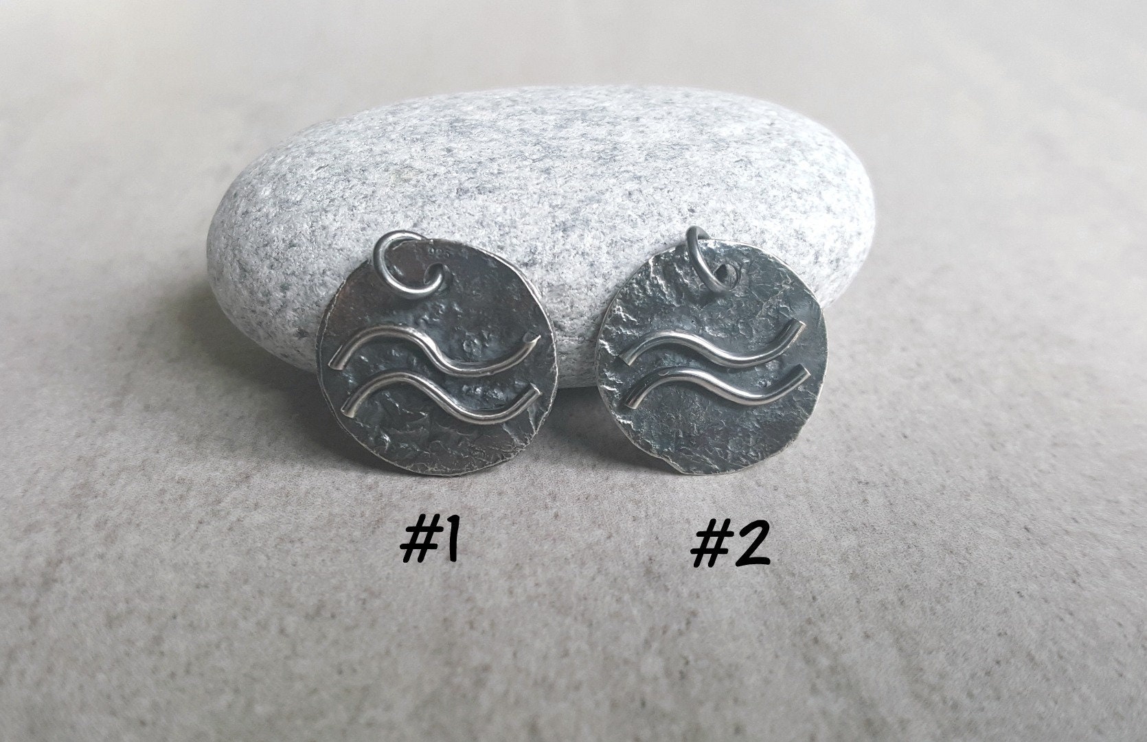 Sterling Silver Wave Pendant, Unique Artisan Water Element Necklace for ...