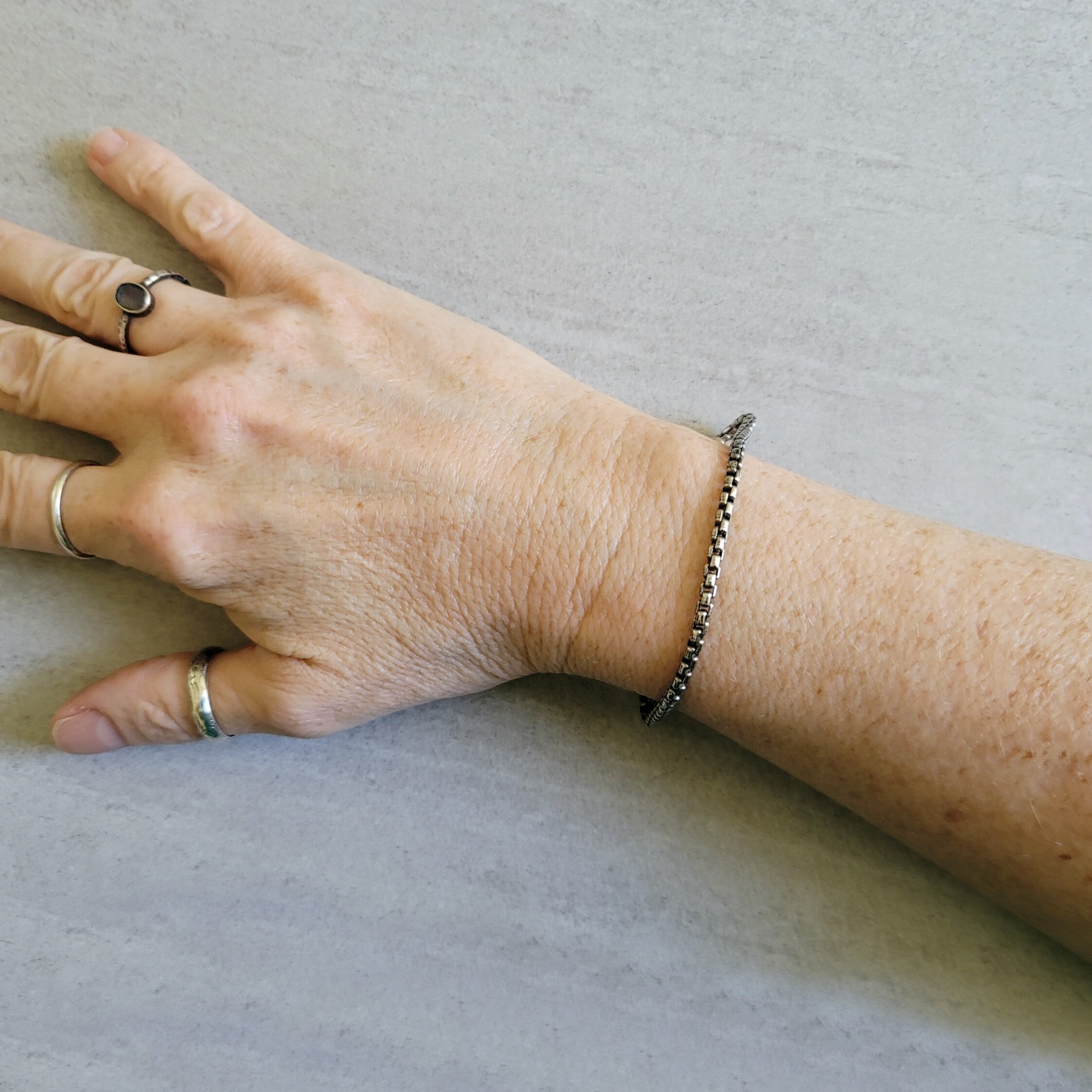 925 Silver Box Chain Bracelet With 3mm Rounded Links Oxidized - Etsy