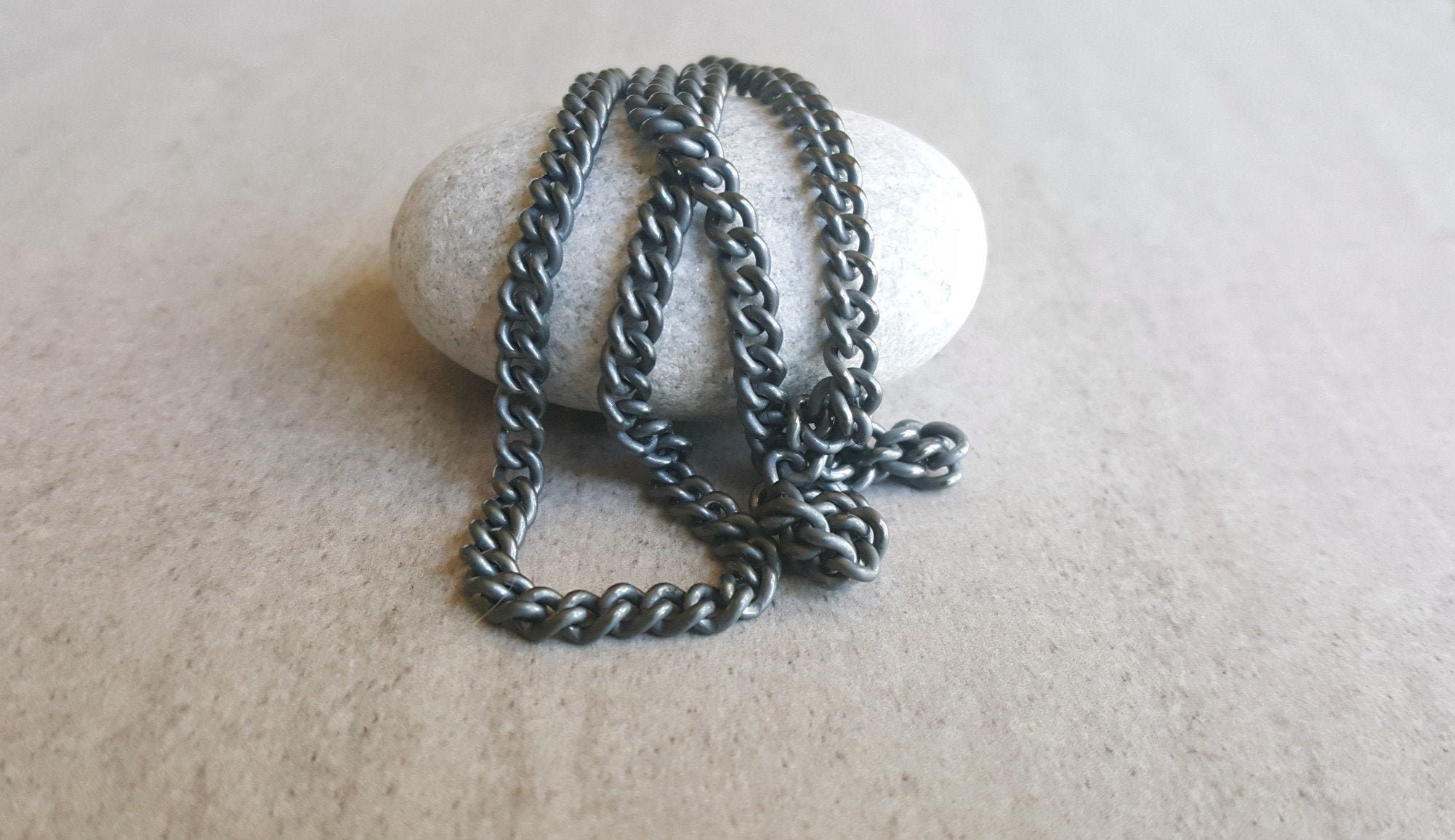 Men's Oxidized Chain Thick Curb Chain in Sterling Silver - Etsy