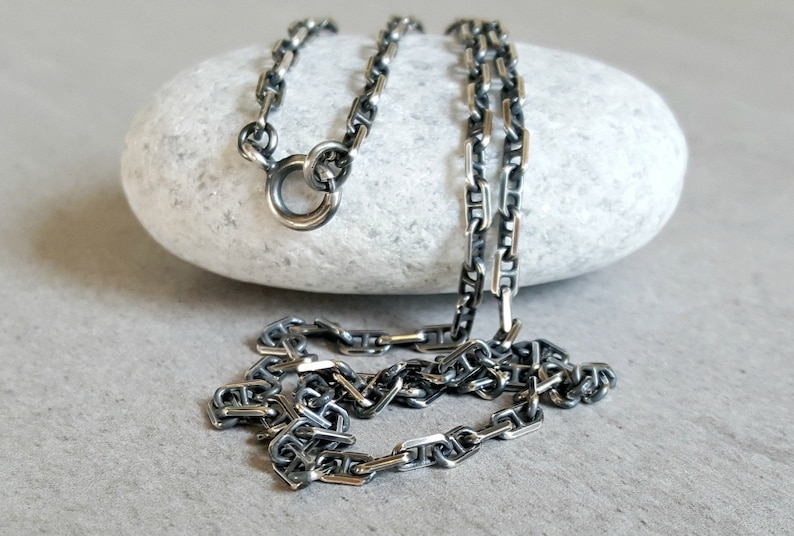 Oxidized Silver Chain Finished Sterling Silver Necklace - Etsy