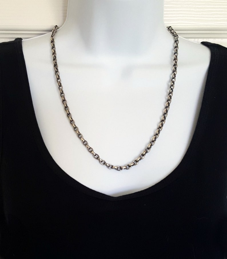 Bulky Sterling Silver Chain, 5.3mm Heavy Oval Rolo Links, Women's or ...