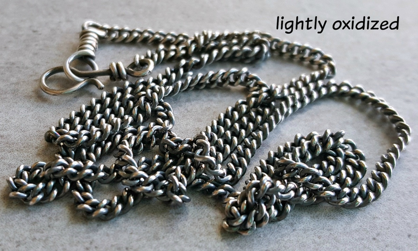 Dark Oxidized Sterling Silver Curb Chain 2.3mm 925 necklace | Etsy
