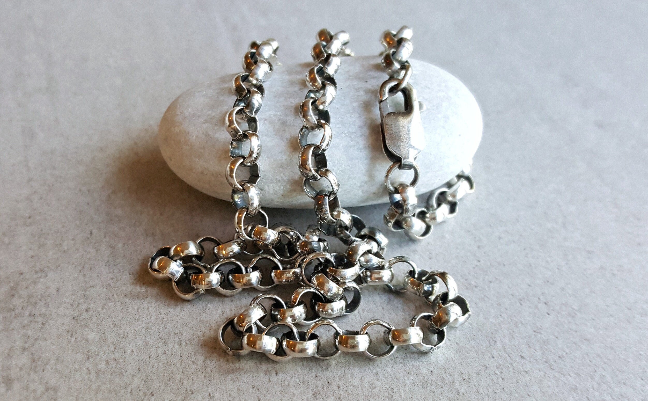 Heavy Sterling Silver Chain Thick 6.3mm Rolo Links for Men / - Etsy