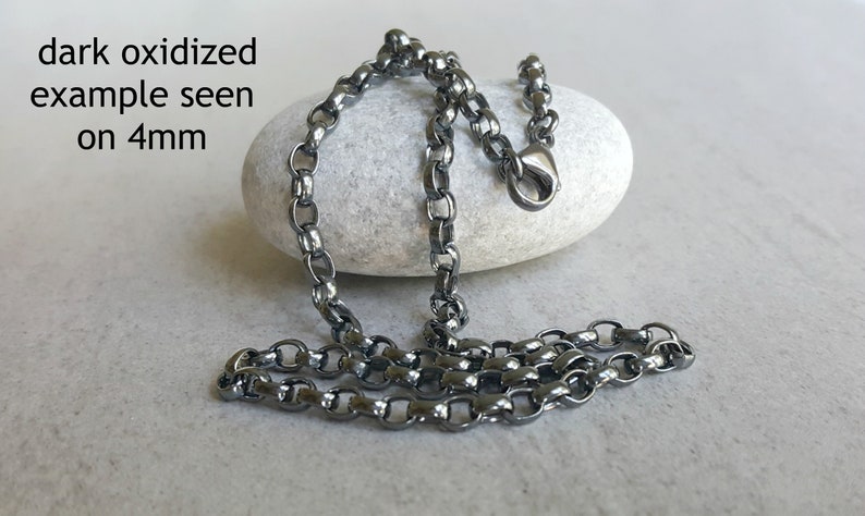 Oval Rolo Oxidized Chains Antiqued Sterling Silver Necklace - Etsy