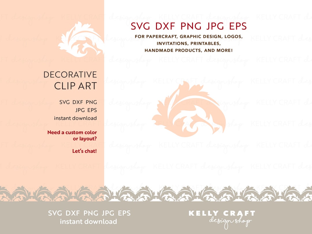 Leaf Flourish Clip Art, Decorative Elements, Retro Flourish, Decorative ...