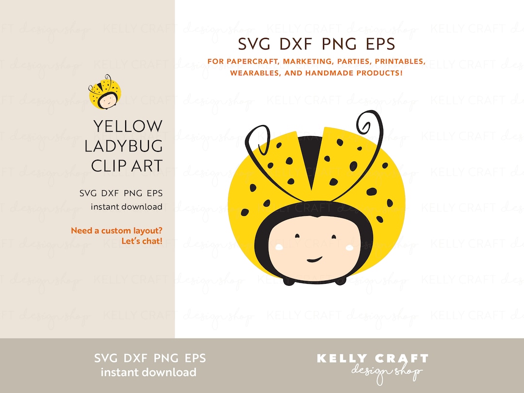 Yellow Ladybug, Yellow Ladybug Clip Art, Whimsical, Ladybug Png ...