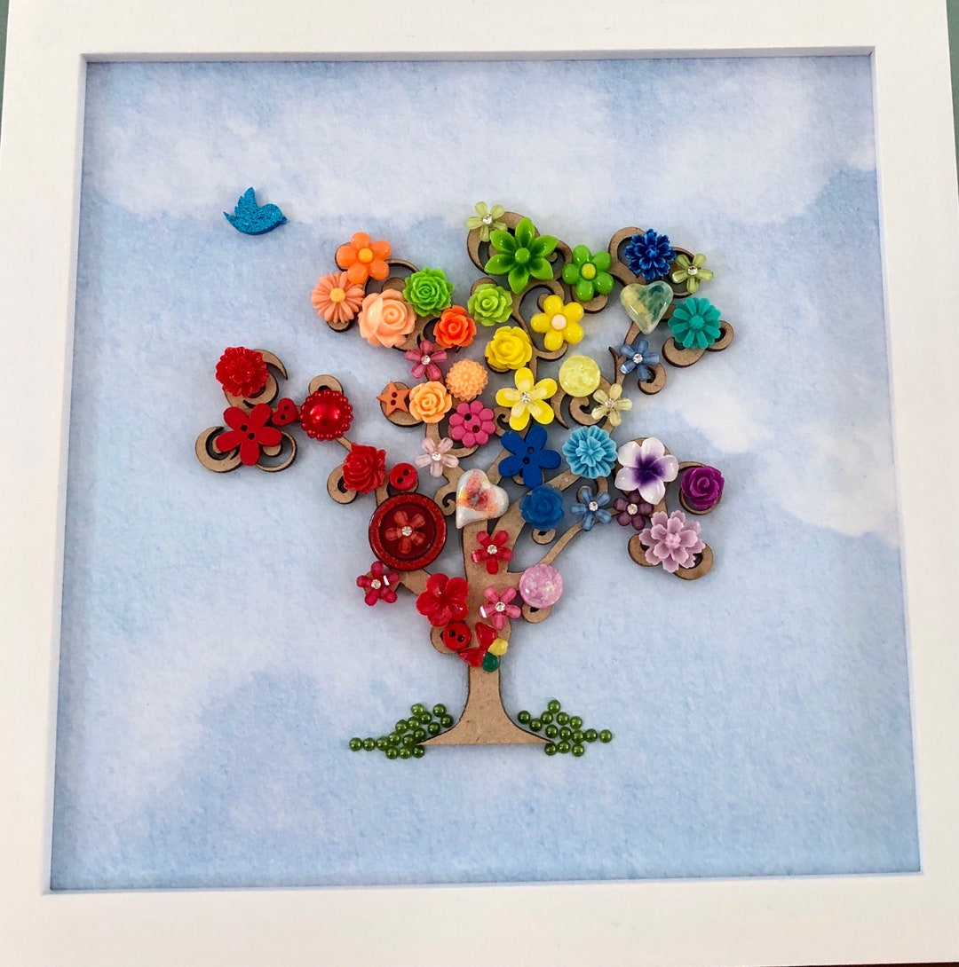 Rainbow Tree of Life * Button Art Tree* Flower Tree Decor - Etsy