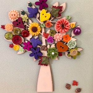 Autumn Colors Tree of Life * Fall Button Tree Framed * Floral Decor ...