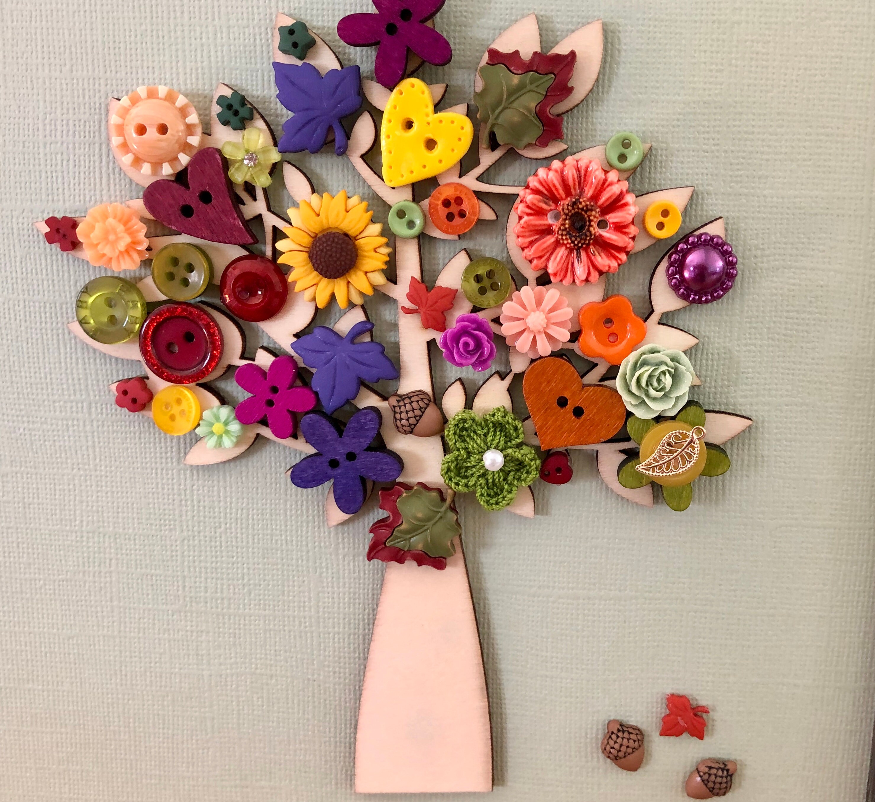 Autumn Colors Tree of Life * Fall Button Tree Framed * Floral Decor ...