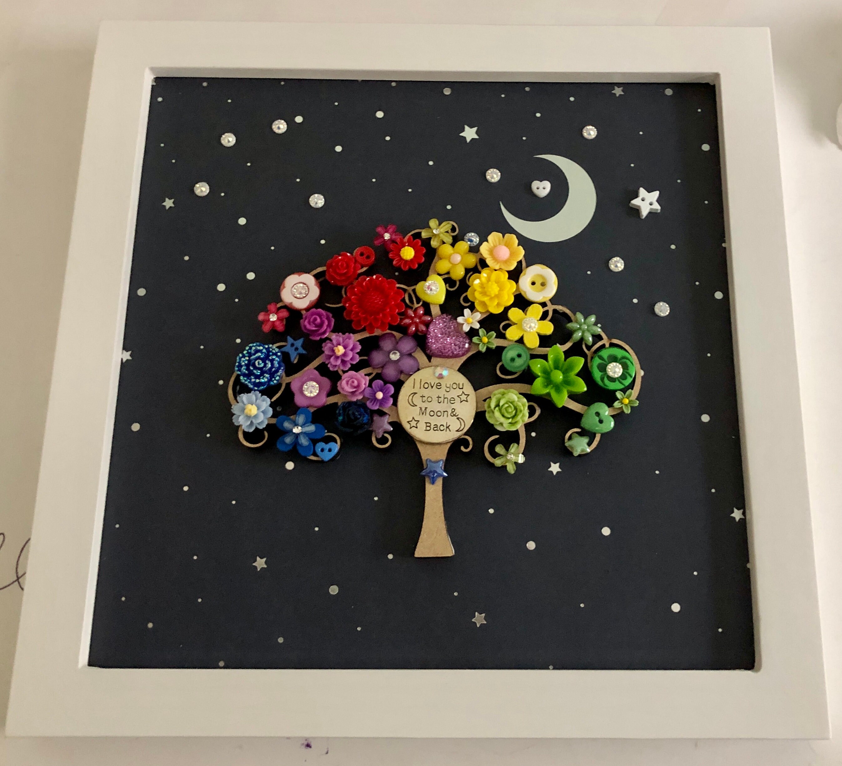 Moon and Stars Button Tree * Rainbow Nursery Art * Baby Room Decor - Etsy